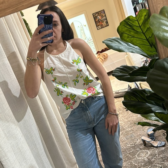 Tops | Summer Backless Top With Floral Embroidery | Poshmark